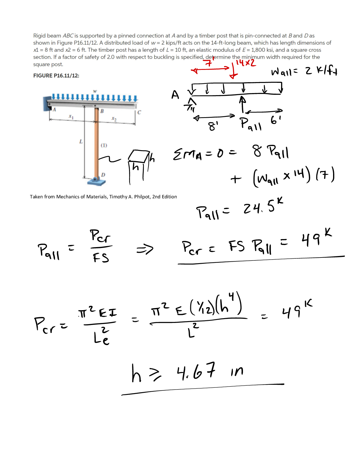 Buckling: Elastic ColumnsProblem4